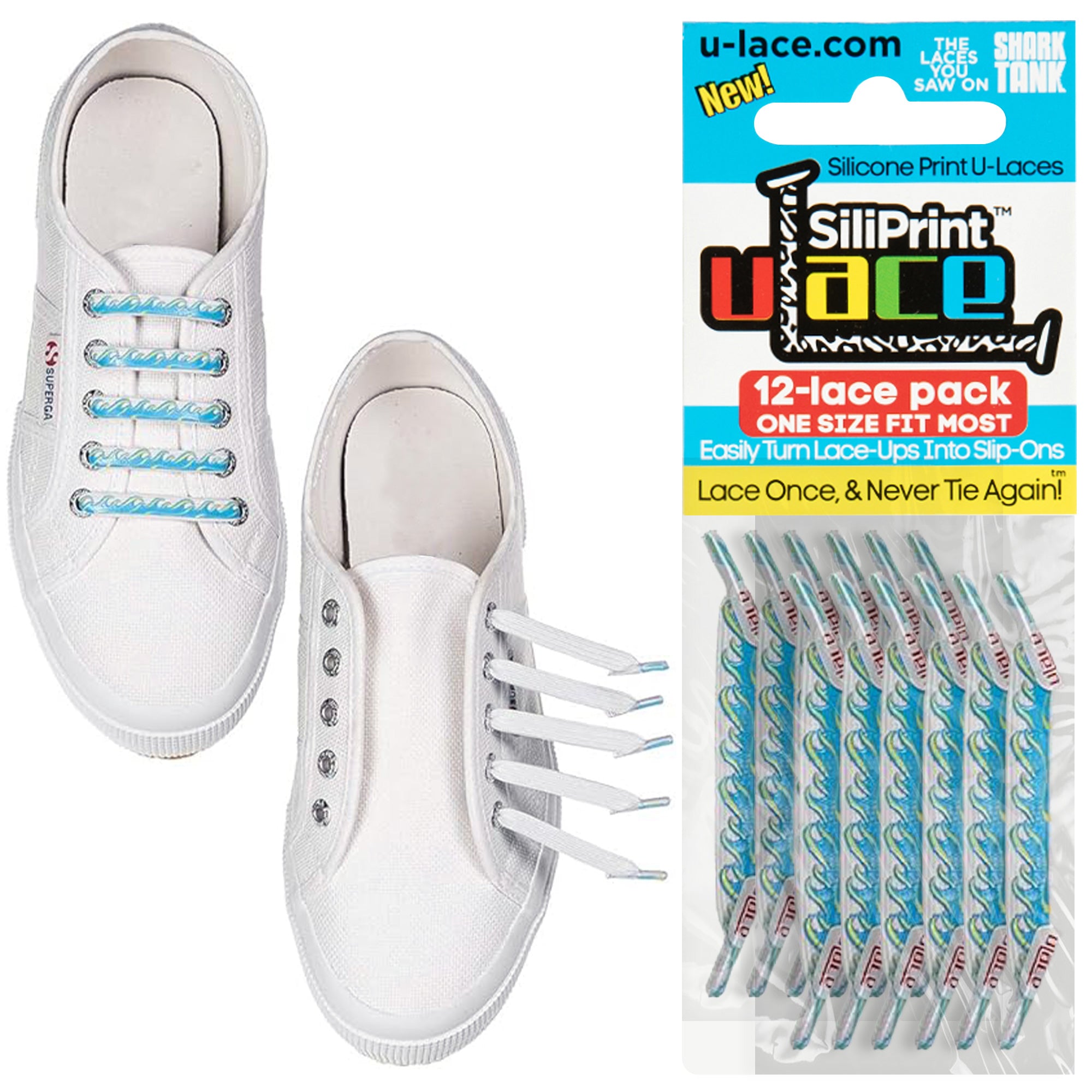 Cool Wave Print Elastic Shoe Strings - Siliprint | uLace – U-Lace No ...